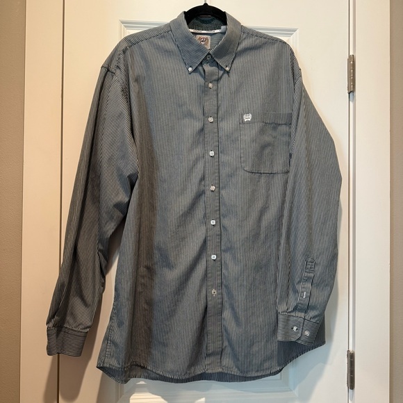 Cinch | Shirts | Cinch Mens Western Shirt Xlarge Green White Striped ...